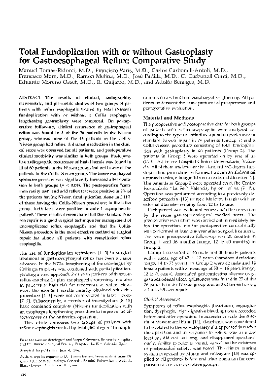(PDF) Total Fundoplication with or without Gastroplasty for ...