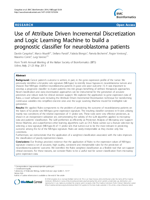 (PDF) Use of Attribute Driven Incremental Discretization and Logic Learning Machine to build a ...