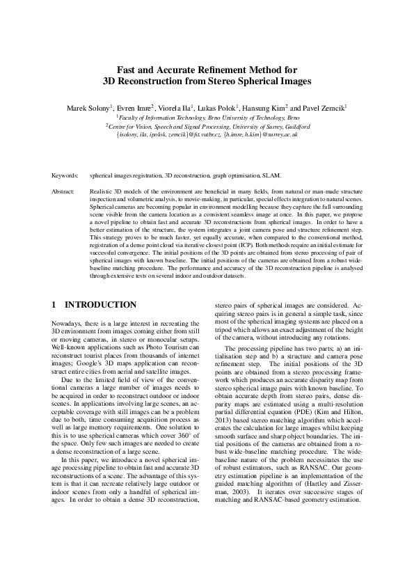 (PDF) Fast and Accurate Refinement Method for 3D Reconstruction from ...