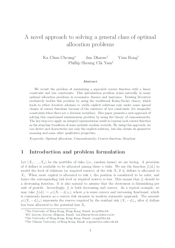 (PDF) A novel approach to solving a general class of optimal allocation ...