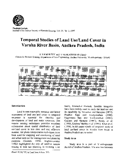 (PDF) Temporal studies of land use/land cover in varaha river basin ...