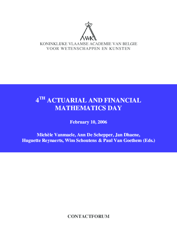 (PDF) 5TH Actuarial and Financial Mathematics Day | Jan Dhaene ...