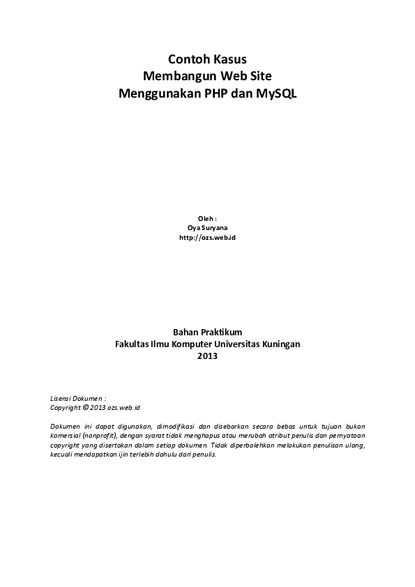 (PDF) Contoh Kasus Membangun Web Site Menggunakan PHP dan MySQL