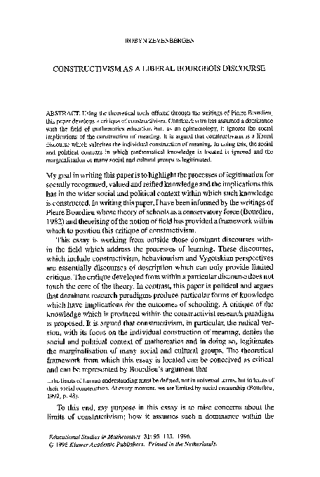 (PDF) Constructivism as a liberal bourgeois discourse