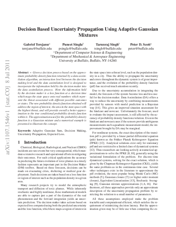 (PDF) Decision based uncertainty propagation using adaptive Gaussian mixtures