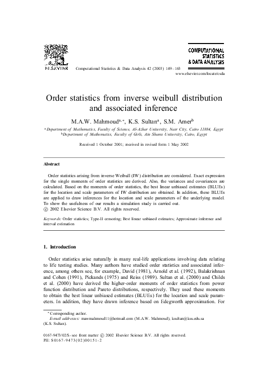 Pdf Order Statistics From Inverse Weibull Distribution And Characterizations