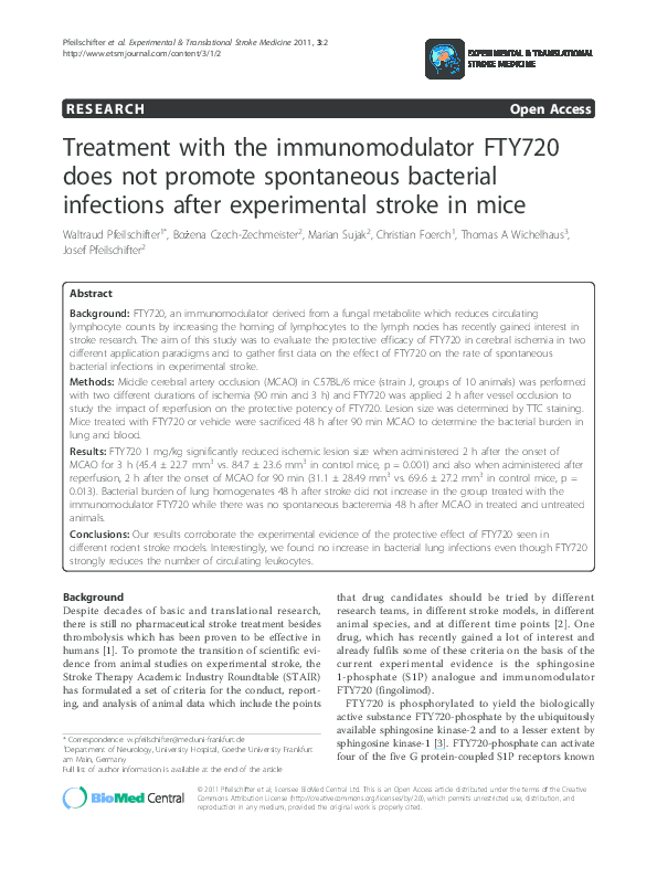 (PDF) Treatment with the immunomodulator FTY720 does not promote spontaneous bacterial ...