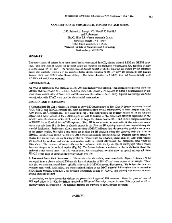 (PDF) Nano-defects in commercial bonded SOI and SIMOX