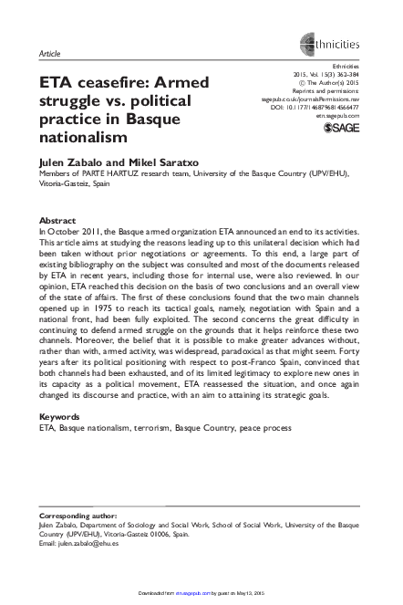 (PDF) ETA ceasefire: Armed struggle vs. political practice in Basque ...