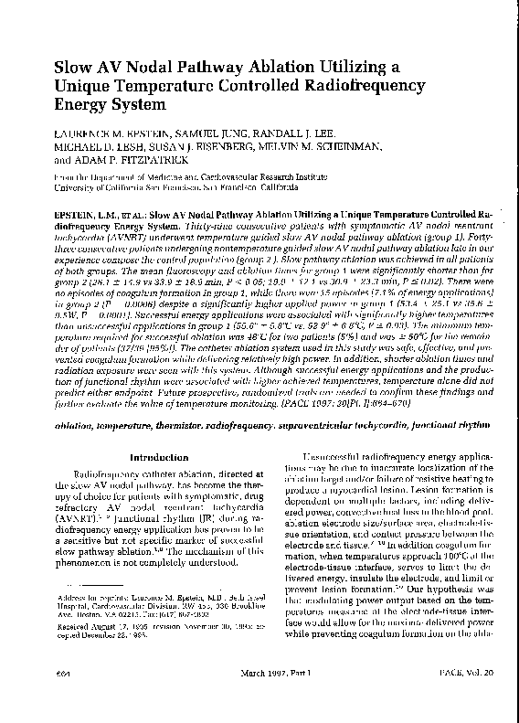 (PDF) Slow AV Nodal Pathway Ablation Utilizing a Unique Temperature Controlled Radiofrequency ...