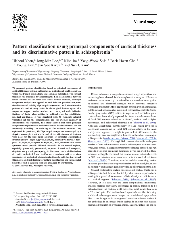 Pdf Pattern Classification Using Principal Components Of Cortical