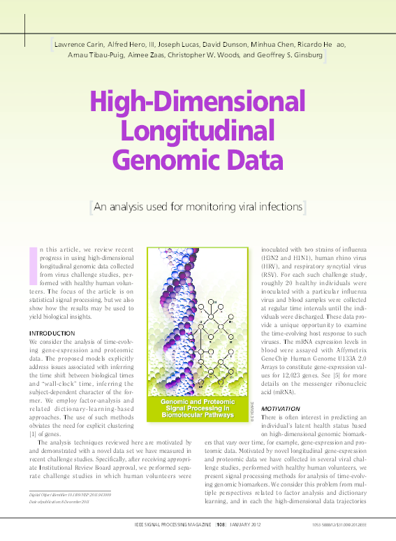 (PDF) High-Dimensional Longitudinal Genomic Data: An analysis used for monitoring viral infections