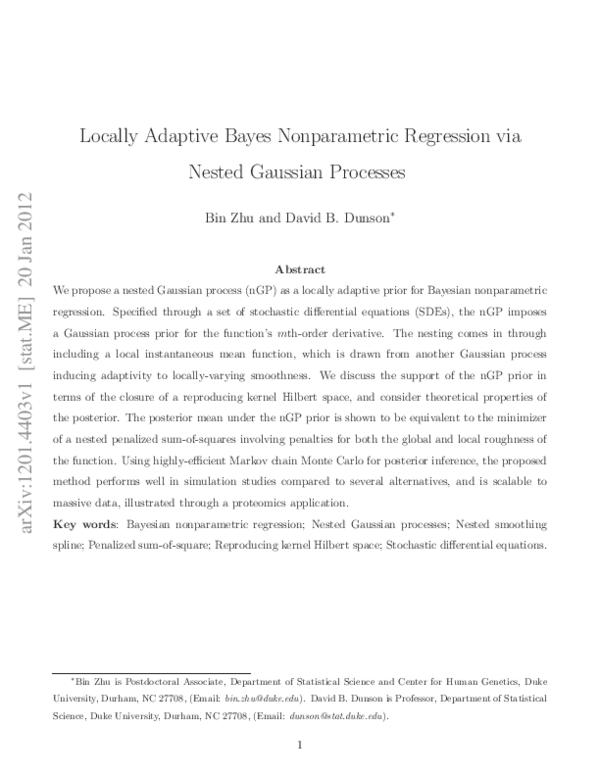 (PDF) Locally Adaptive Bayes Nonparametric Regression via Nested Gaussian Processes