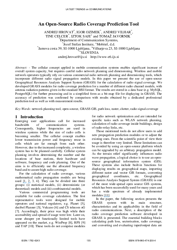 Pdf An Open Source Radio Coverage Prediction Tool