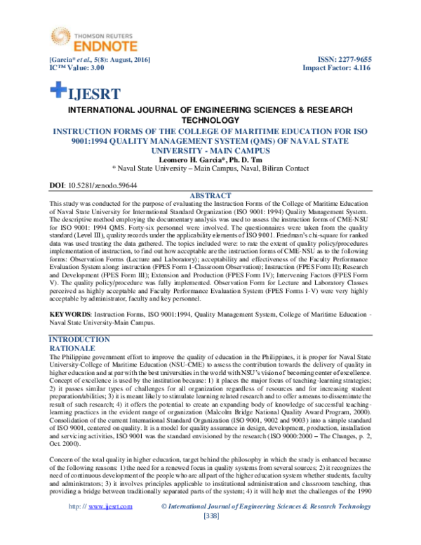 (PDF) INSTRUCTION FORMS OF THE COLLEGE OF MARITIME EDUCATION FOR ISO ...