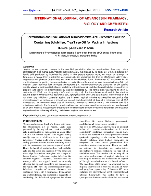 (PDF) Formulation and Evaluation of Mucoadhesive Anti-Infective ...