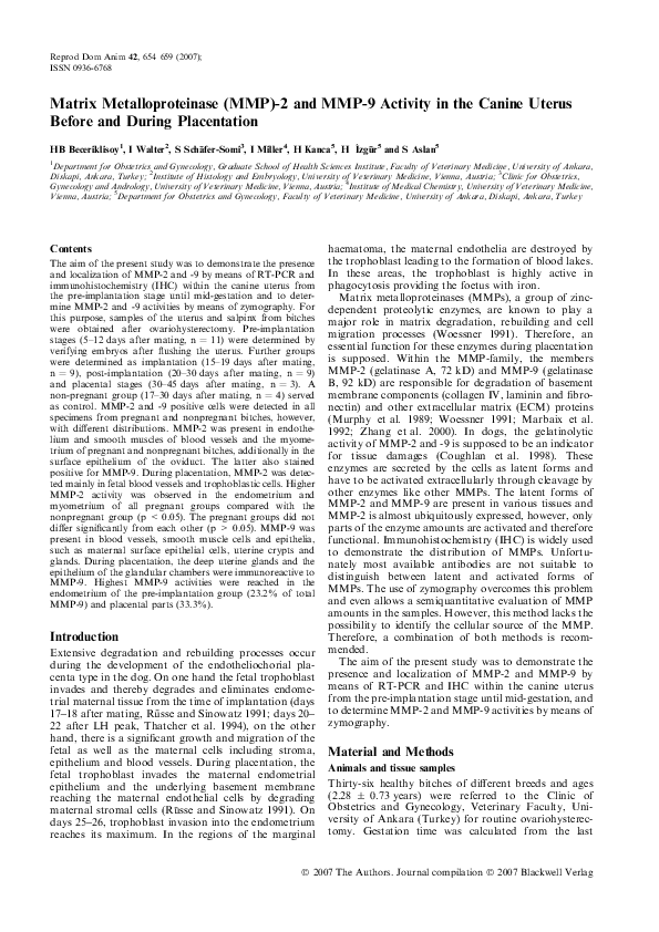 (PDF) Matrix Metalloproteinase (MMP)-2 and MMP-9 Activity in the Canine ...