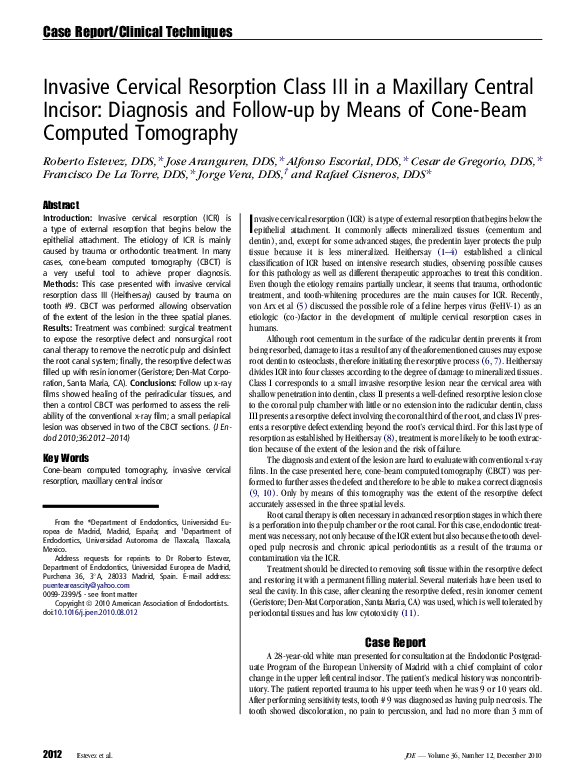 (PDF) The detection and management of root resorption lesions using ...