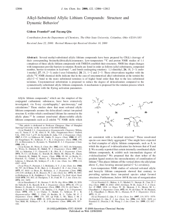 (PDF) Alkyl-Substituted Allylic Lithium Compounds: Structure and ...
