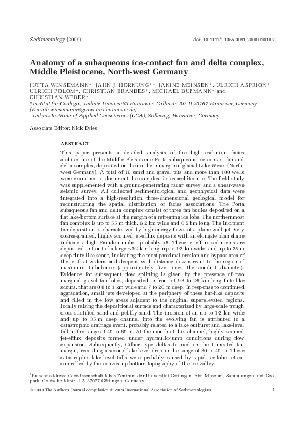 (PDF) Anatomy of a subaqueous ice-contact fan and delta complex, Middle ...