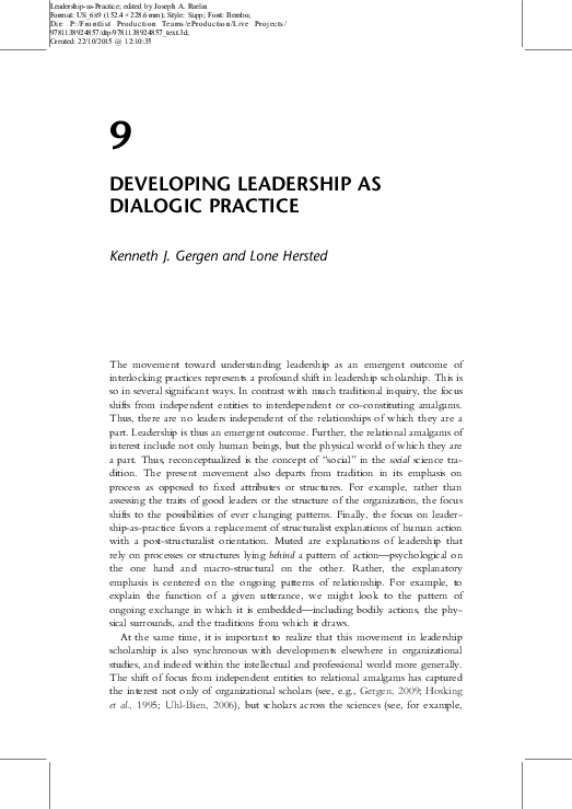 (PDF) DEVELOPING LEADERSHIP AS DIALOGIC PRACTICE