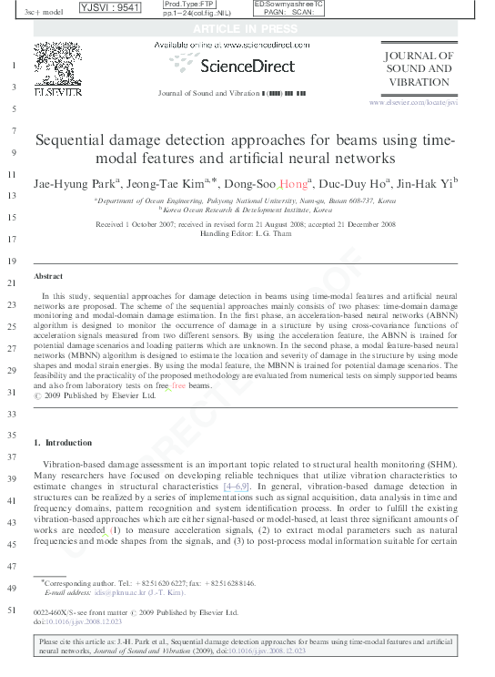 (PDF) Sequential damage detection approaches for beams using time-modal features and artificial ...