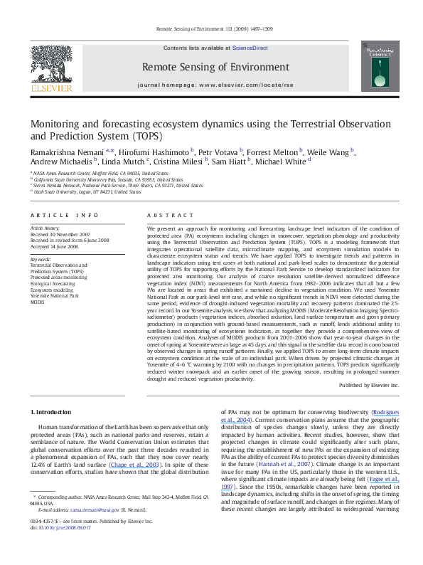 (PDF) Monitoring and forecasting ecosystem dynamics using the ...