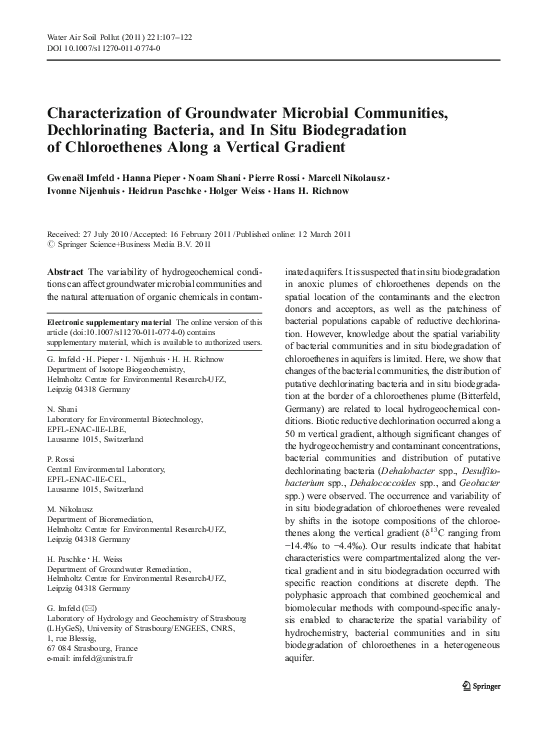 (PDF) Characterization of Groundwater Microbial Communities ...
