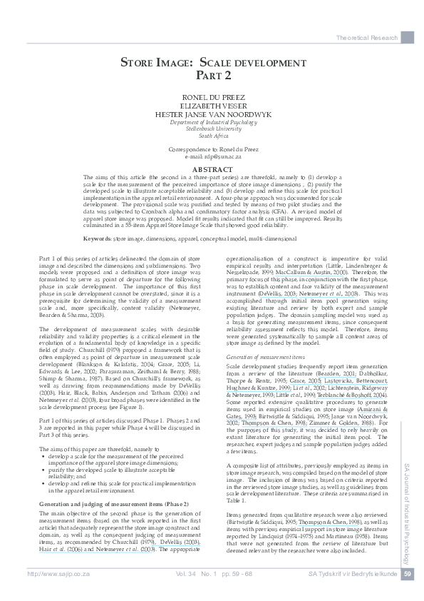 (PDF) Store Image: Scale development Part 2