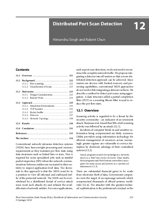 Pdf Efficient Distributed Port Scan Detection