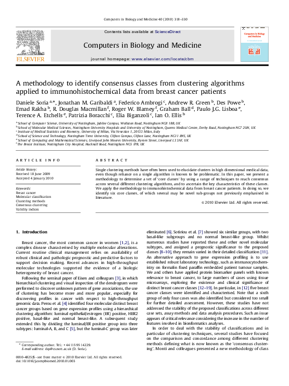 Pdf A Methodology To Identify Consensus Classes From Clustering Algorithms Applied To