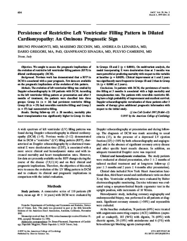 (PDF) Persistence of Restrictive Left Ventricular Filling Pattern in ...