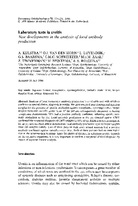 (PDF) Laboratory tests in uveitis