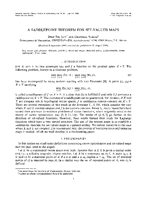 (PDF) A saddlepoint theorem for set-valued maps