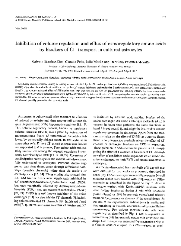 (PDF) Inhibition of volume regulation and efflux of osmoregulatory ...