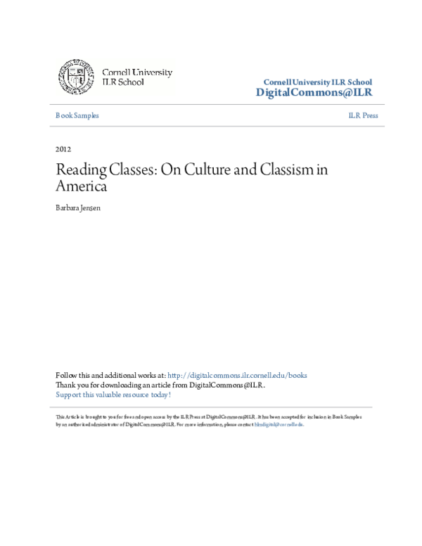 (PDF) Reading Classes: On Culture and Classism in America