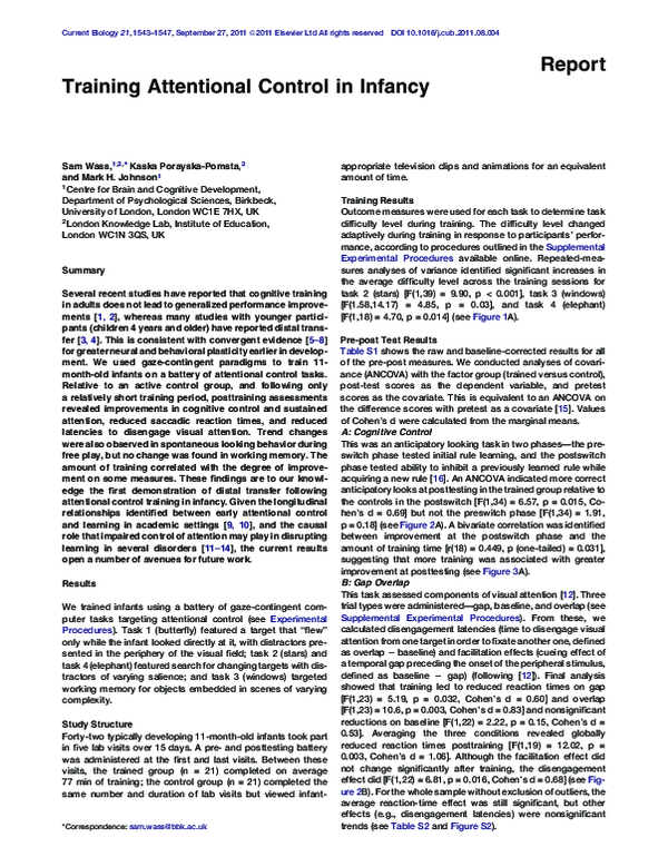 (PDF) Training Attentional Control in Infancy