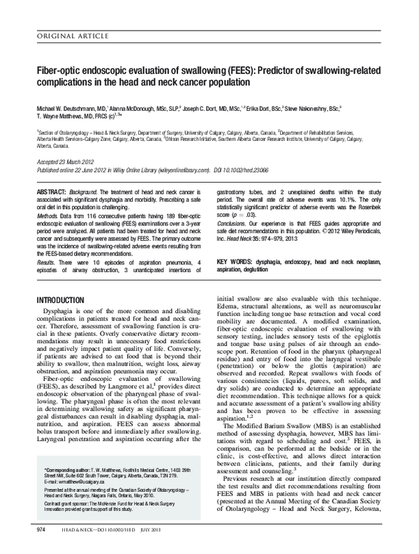 (PDF) Fiberoptic Endoscopic Evaluation of Swallowing with Sensory ...