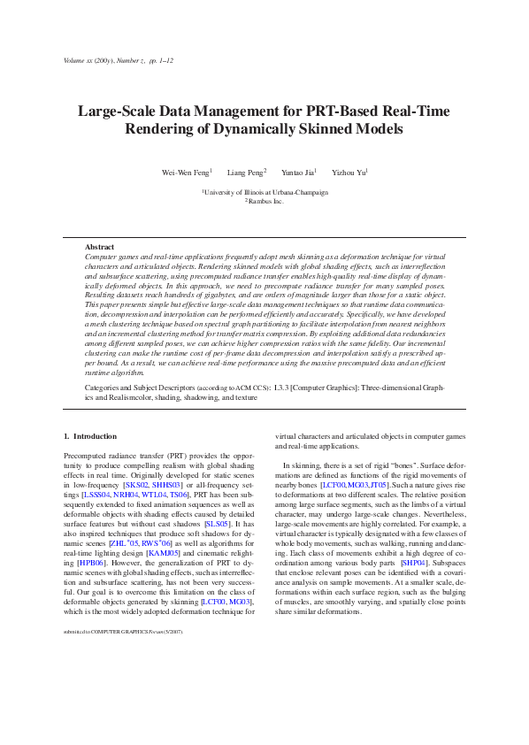 (PDF) Large-Scale Data Management for PRT-Based Real-Time Rendering of Dynamically Skinned Models