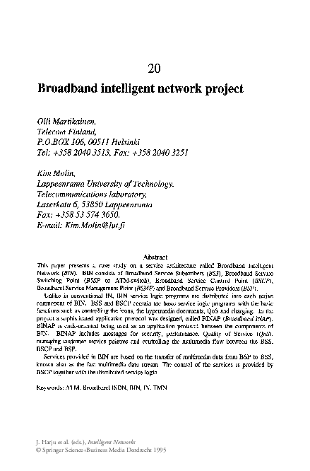 (PDF) Broadband intelligent network project