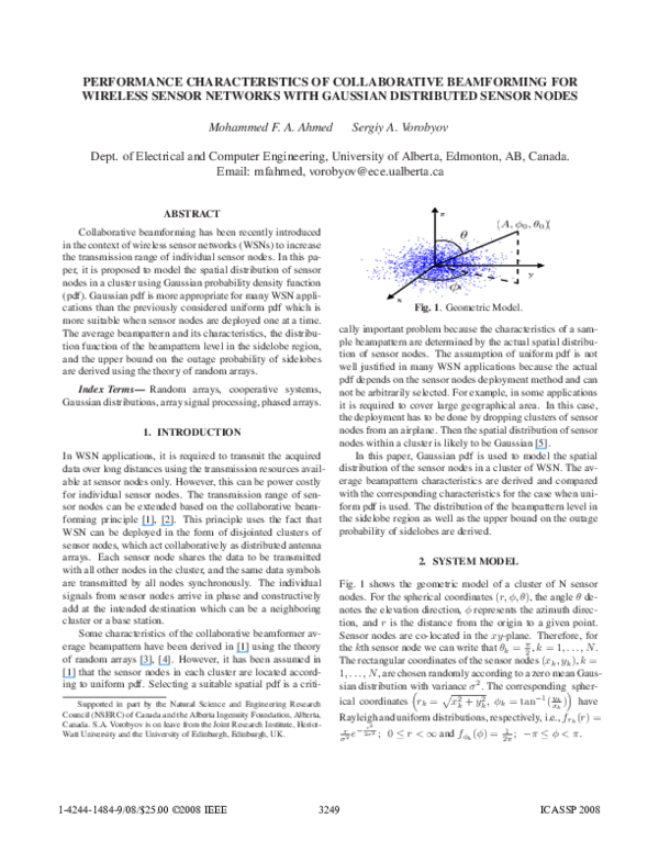 Pdf Collaborative Beamforming For Wireless Sensor Networks With Gaussian Distributed Sensor Nodes