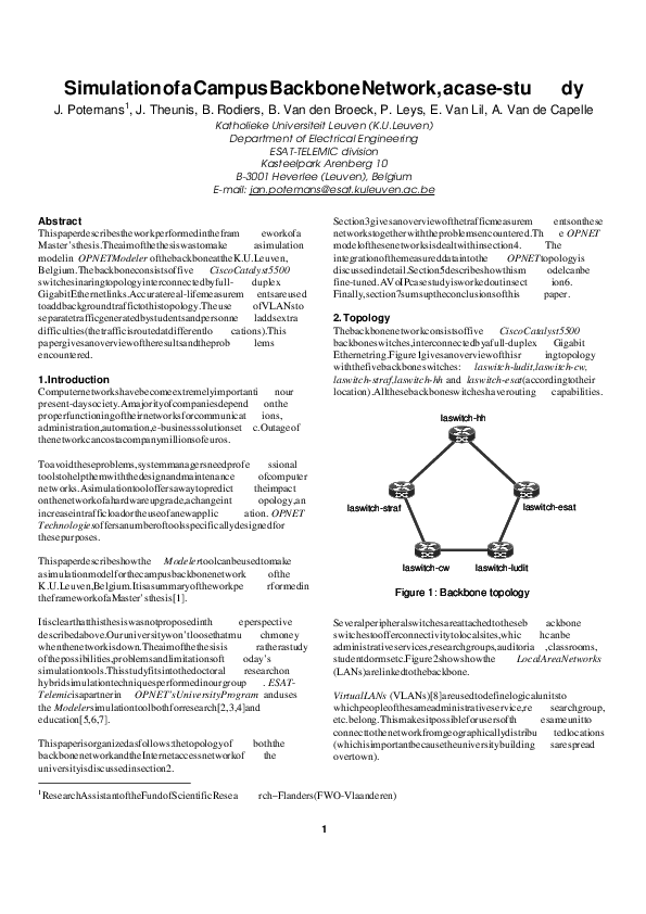 (PDF) Simulation of a Campus Backbone Network, a case-study