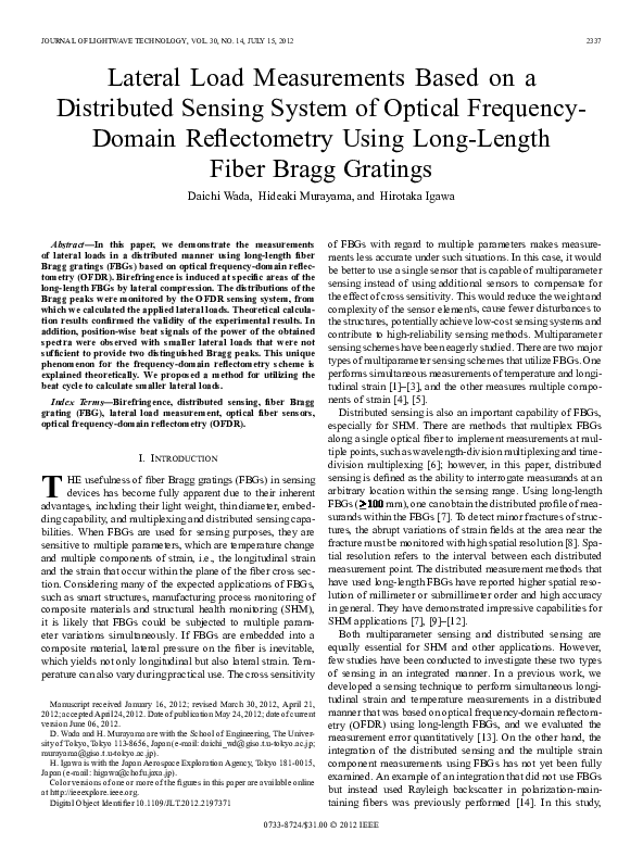 (PDF) Lateral Load Measurements Based on a Distributed Sensing System of Optical Frequency ...