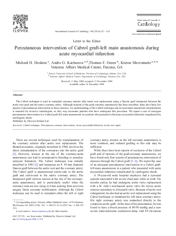 (PDF) Percutaneous intervention of Cabrol graft-left main anastomosis ...
