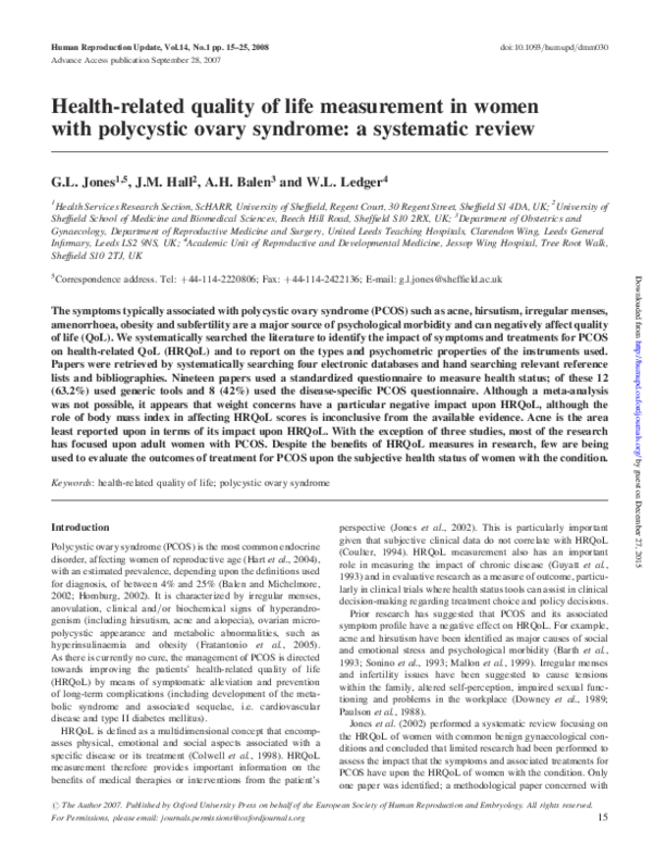 (PDF) Health-related quality of life in women with polycystic ovary ...