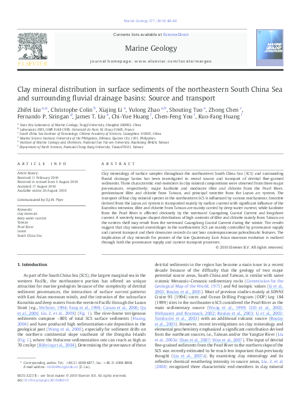 (PDF) Clay mineral distribution in surface sediments of the northeastern South China Sea and ...