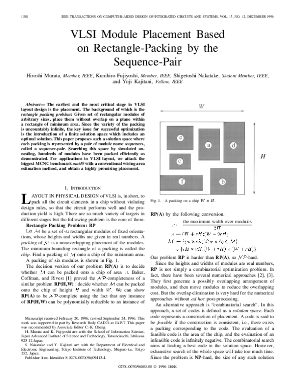 Pdf Vlsi Module Placement Based On Rectangle Packing By The Sequence Pair 