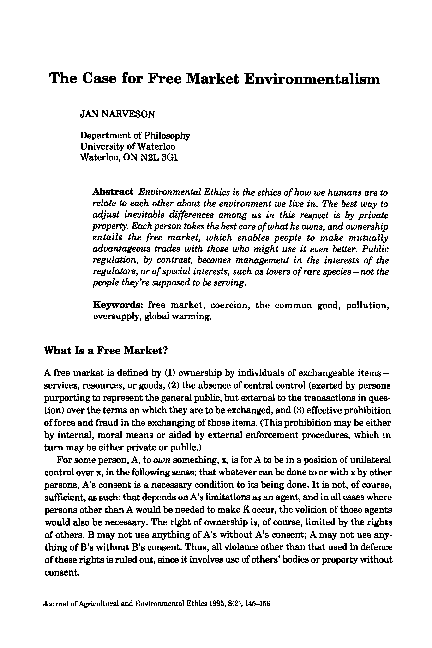 (PDF) The case for free market environmentalism
