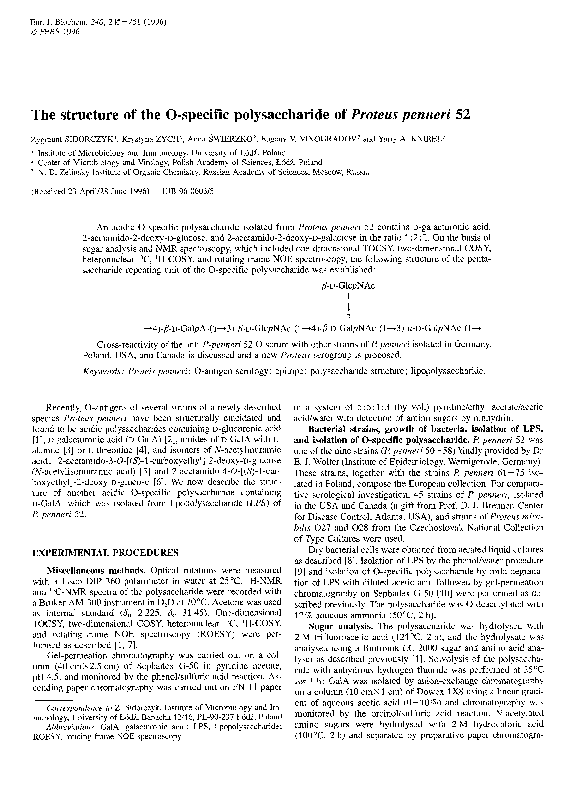 (PDF) Structure of the O-specific polysaccharide of Proteus penneri 71 ...