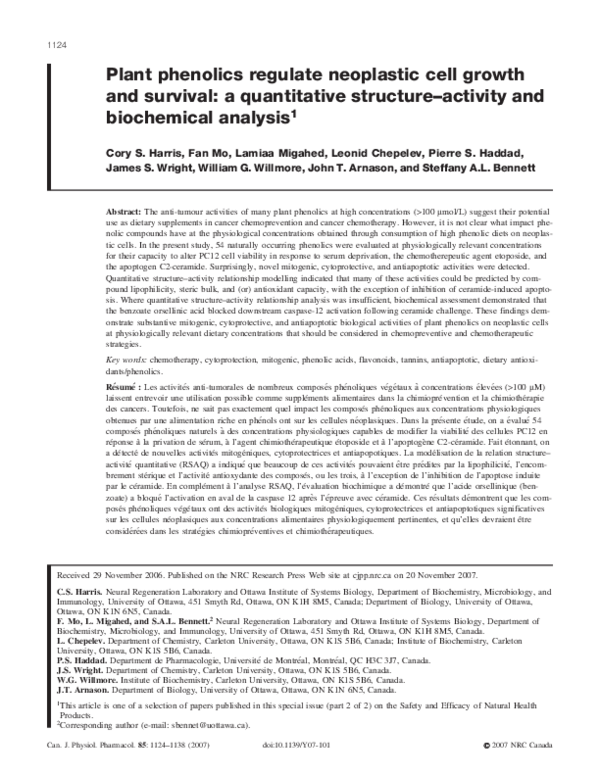 (PDF) Plant phenolics regulate neoplastic cell growth and survival: a ...